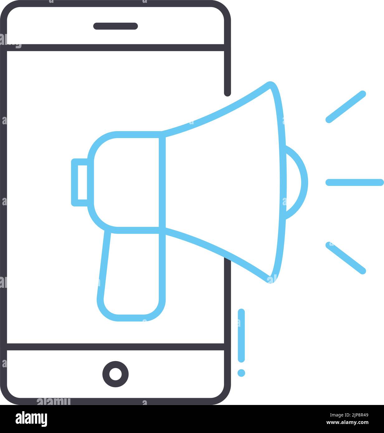 mobile advertising platform line icon, outline symbol, vector ...