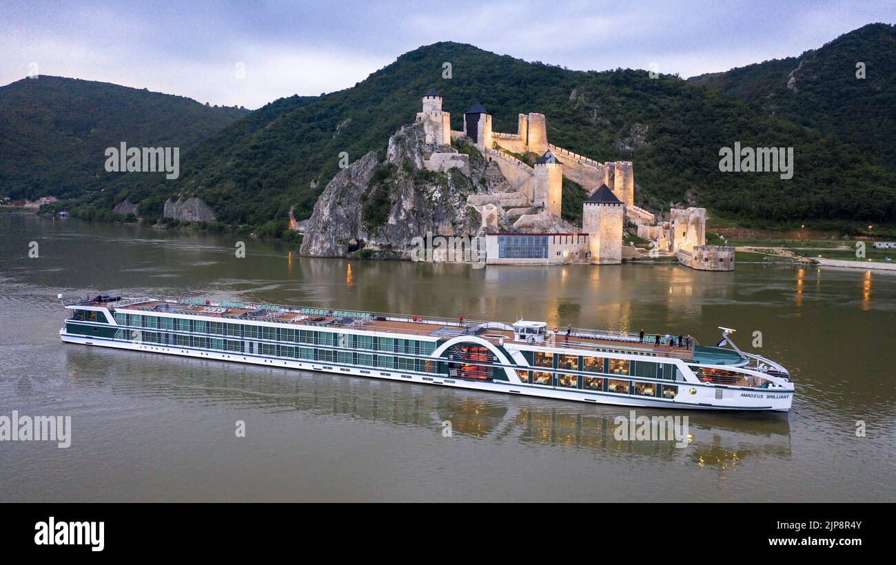 Danube river cruise ship, Golubac Fortress, Đerdap National Park ...