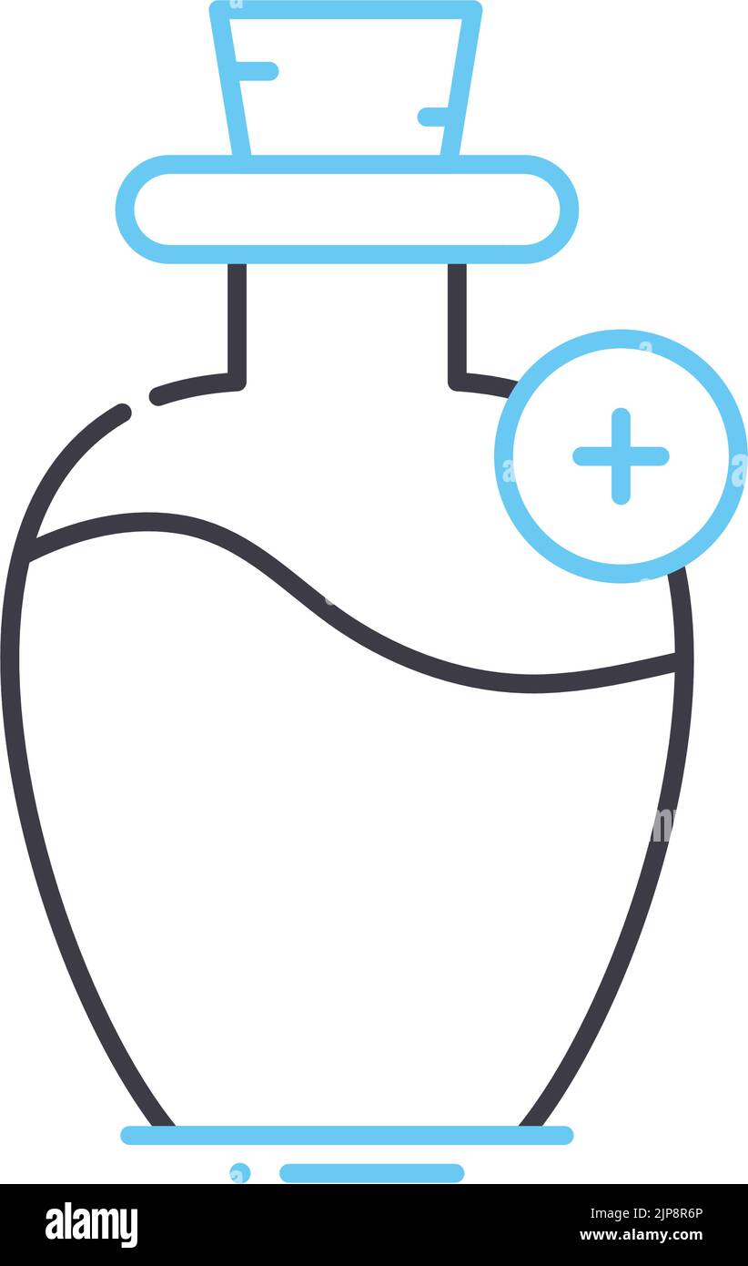 mana potion line icon, outline symbol, vector illustration, concept ...