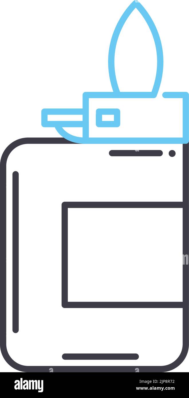pocket lighter line icon, outline symbol, vector illustration, concept ...
