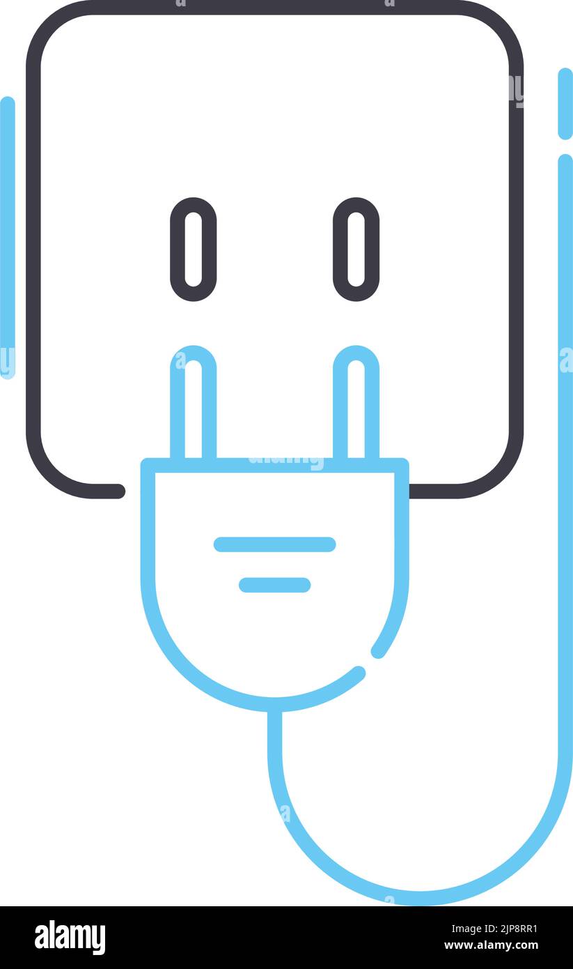 pull plug line icon, outline symbol, vector illustration, concept sign ...