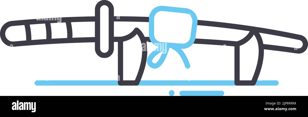 samurai sword line icon, outline symbol, vector illustration, concept ...