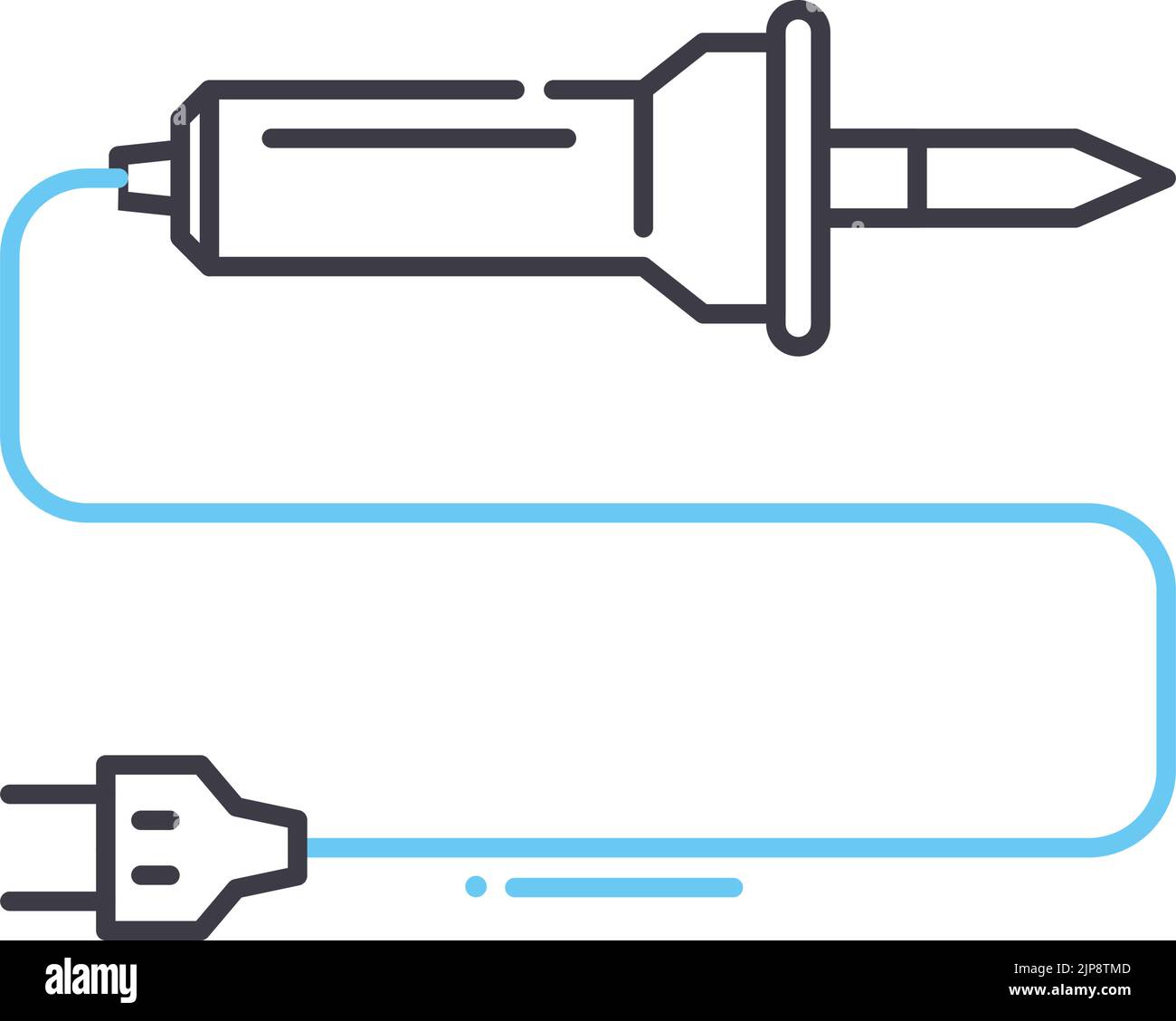 soldering iron line icon, outline symbol, vector illustration, concept ...