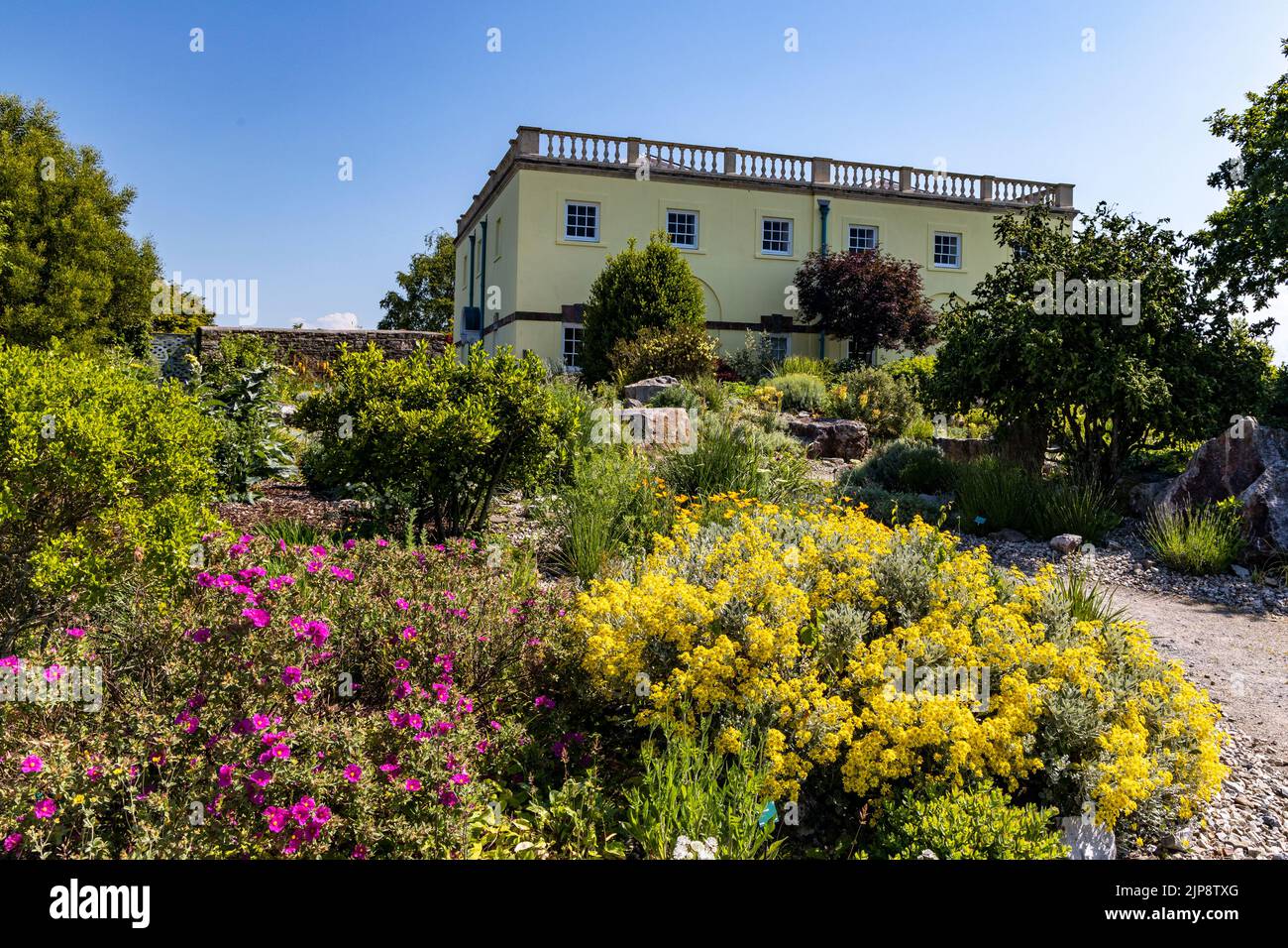 Colourful planting outside Principality House at the National Botanic ...