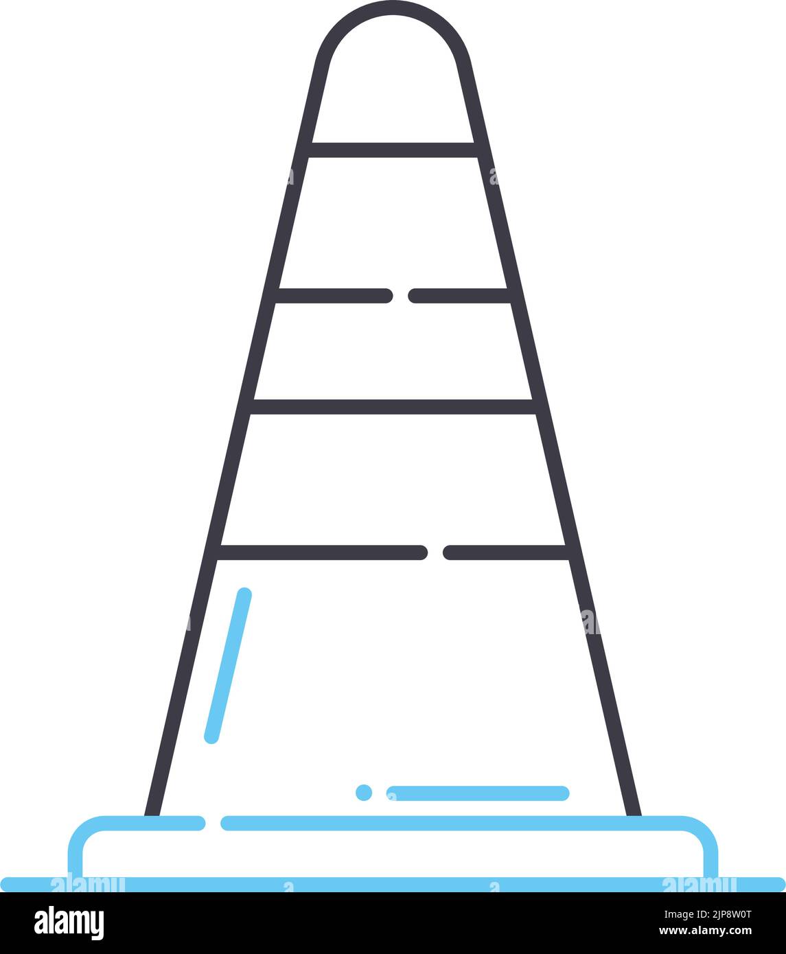 traffic cone line icon, outline symbol, vector illustration, concept ...