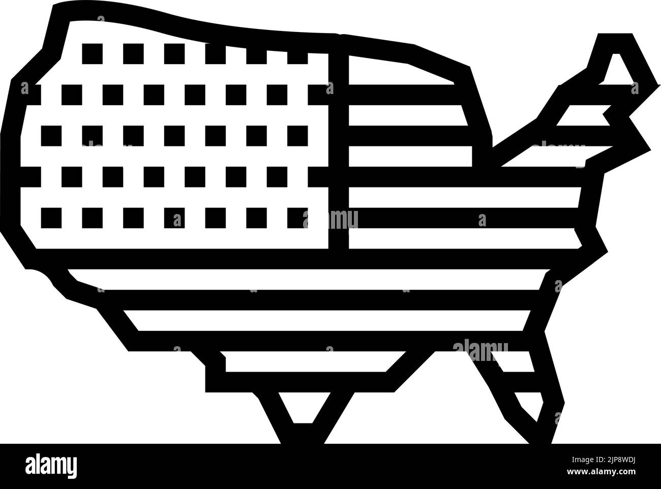 usa country map flag line icon vector illustration Stock Vector Image ...