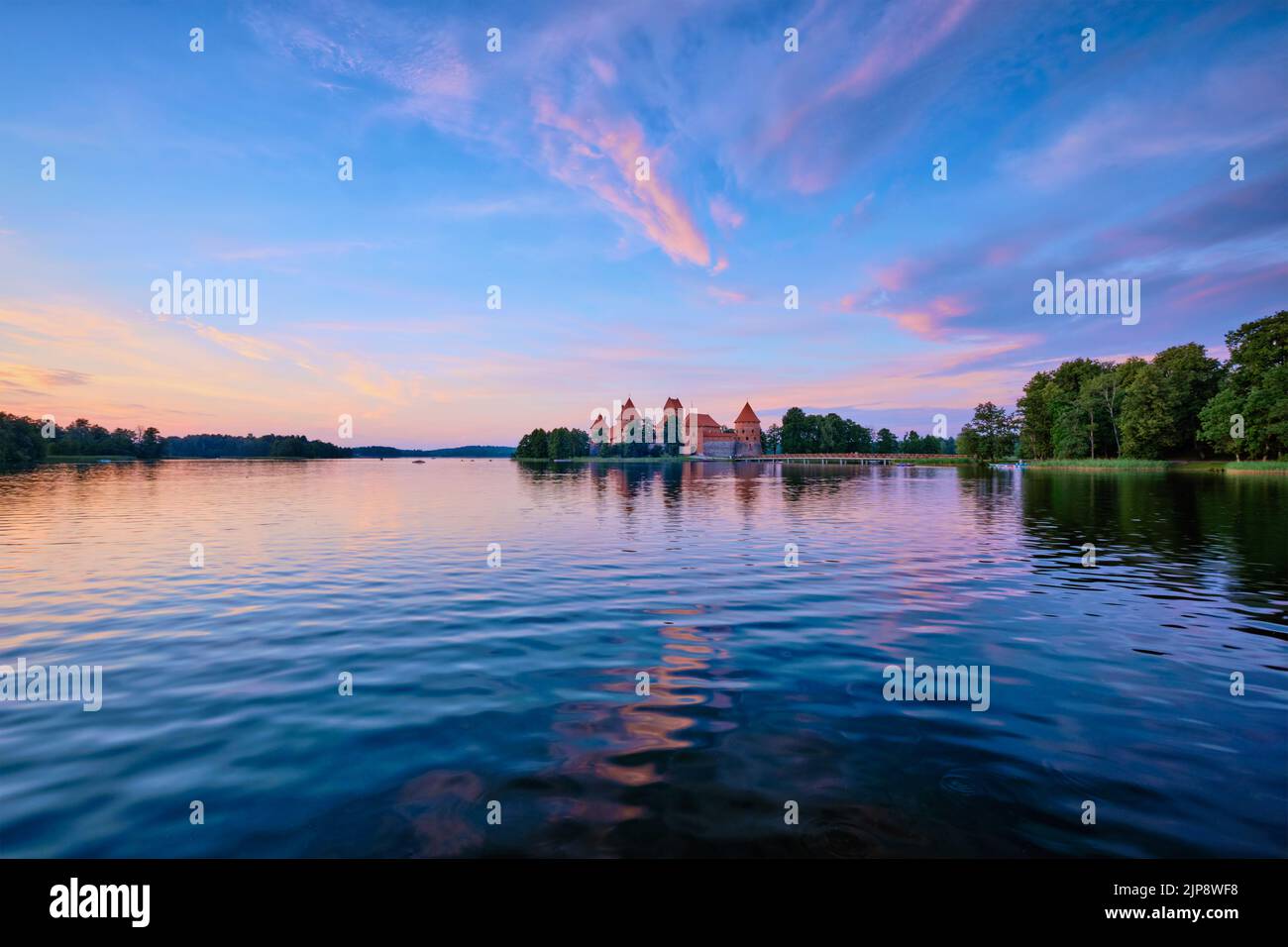 dusk, lake, trakai castle, afterglow, dusks, twilight, lakes Stock ...