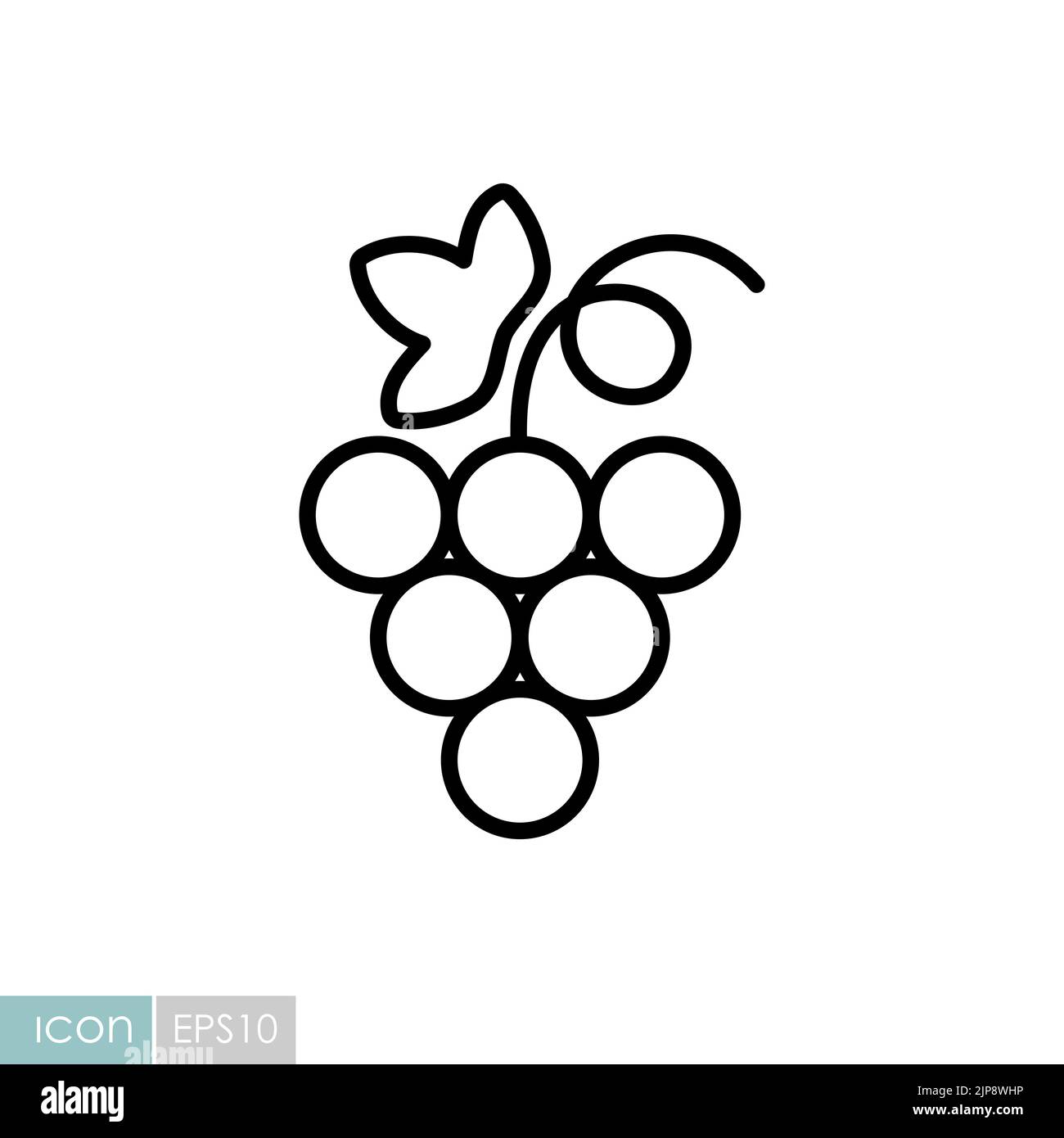 Bunch of grapes with leaf vector icon. Graph symbol for food and drinks ...