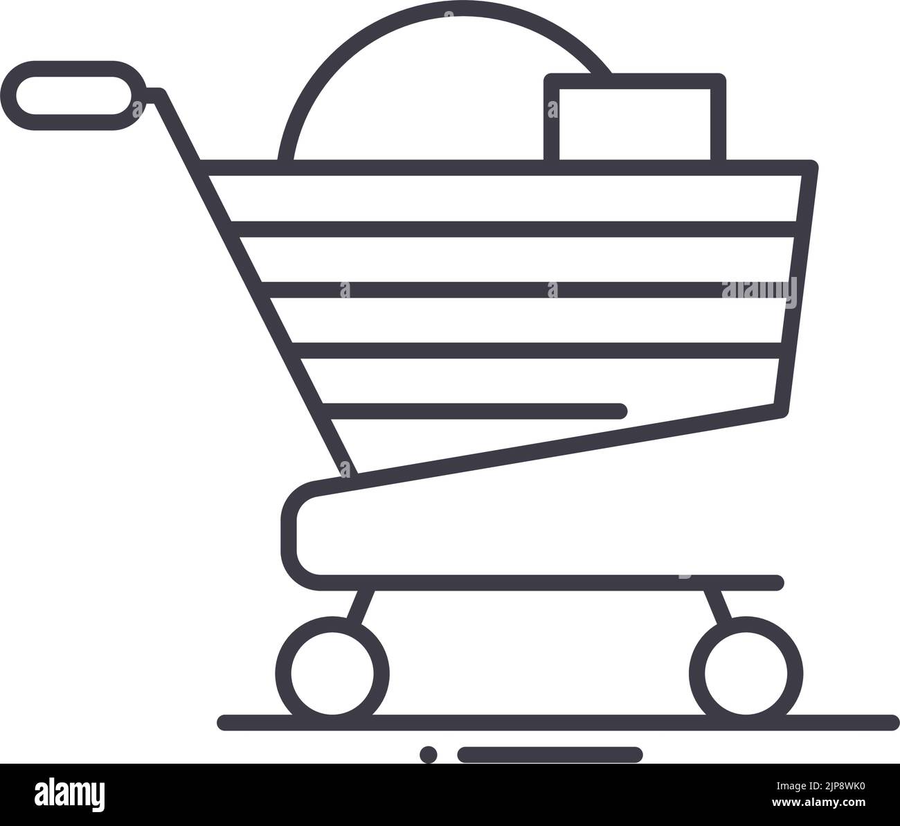 shopping mall cart line icon, outline symbol, vector illustration ...