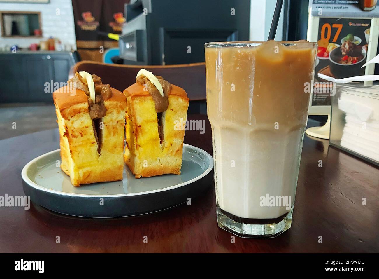 Bread Toast at Malacca Toast Cafe, Jakarta, Indonesia Stock Photo - Alamy
