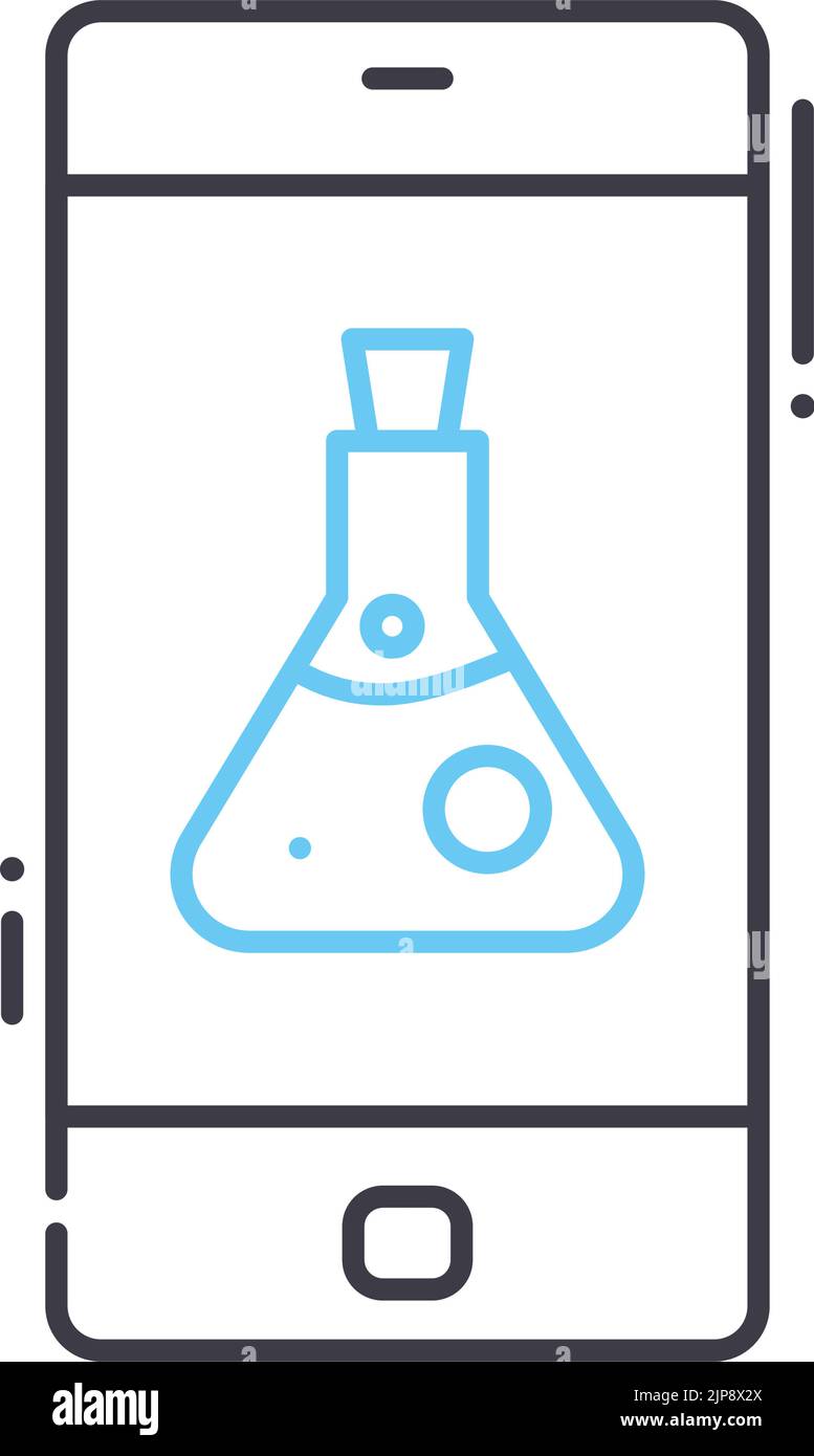 smartphone research line icon, outline symbol, vector illustration ...