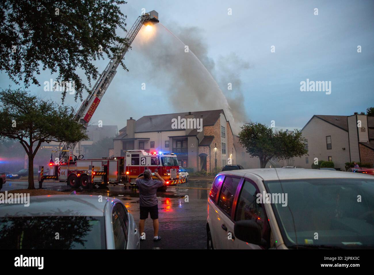 The Austin Fire Department works to put out a fire at the Balcones ...
