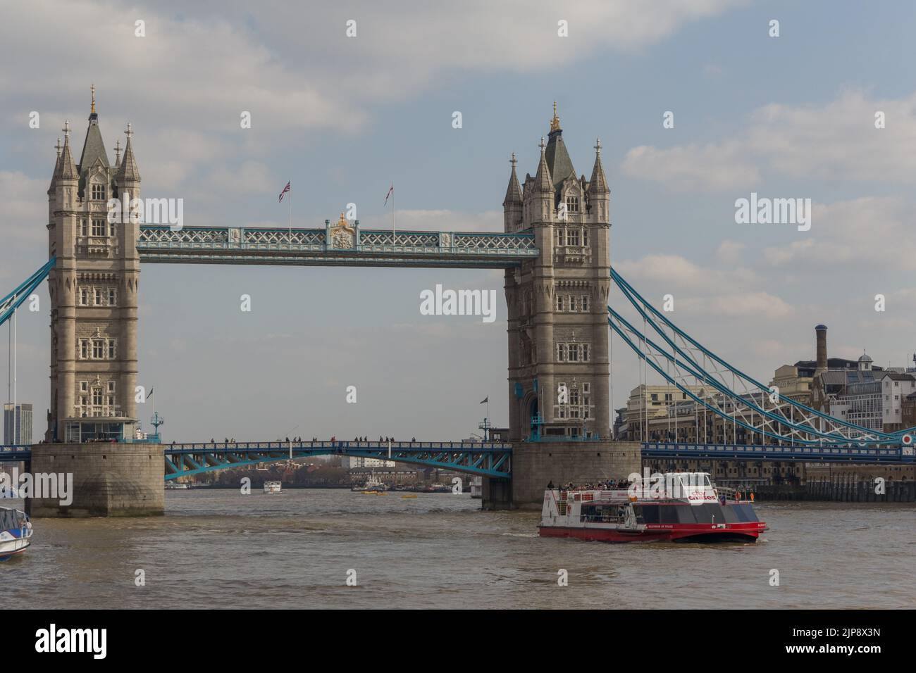 A beautiful view of Tower Bridge at the Thames river in London, The UK ...
