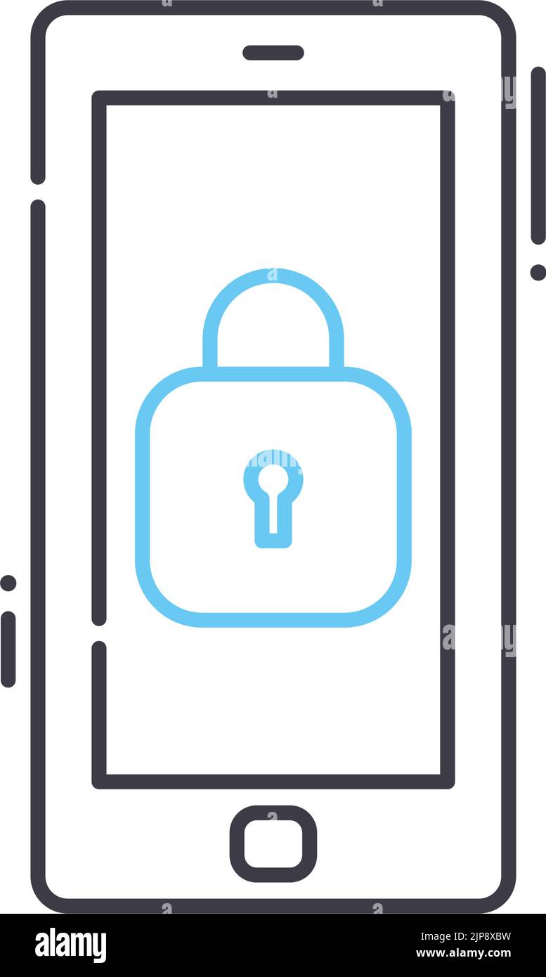 smartphone protection line icon, outline symbol, vector illustration ...