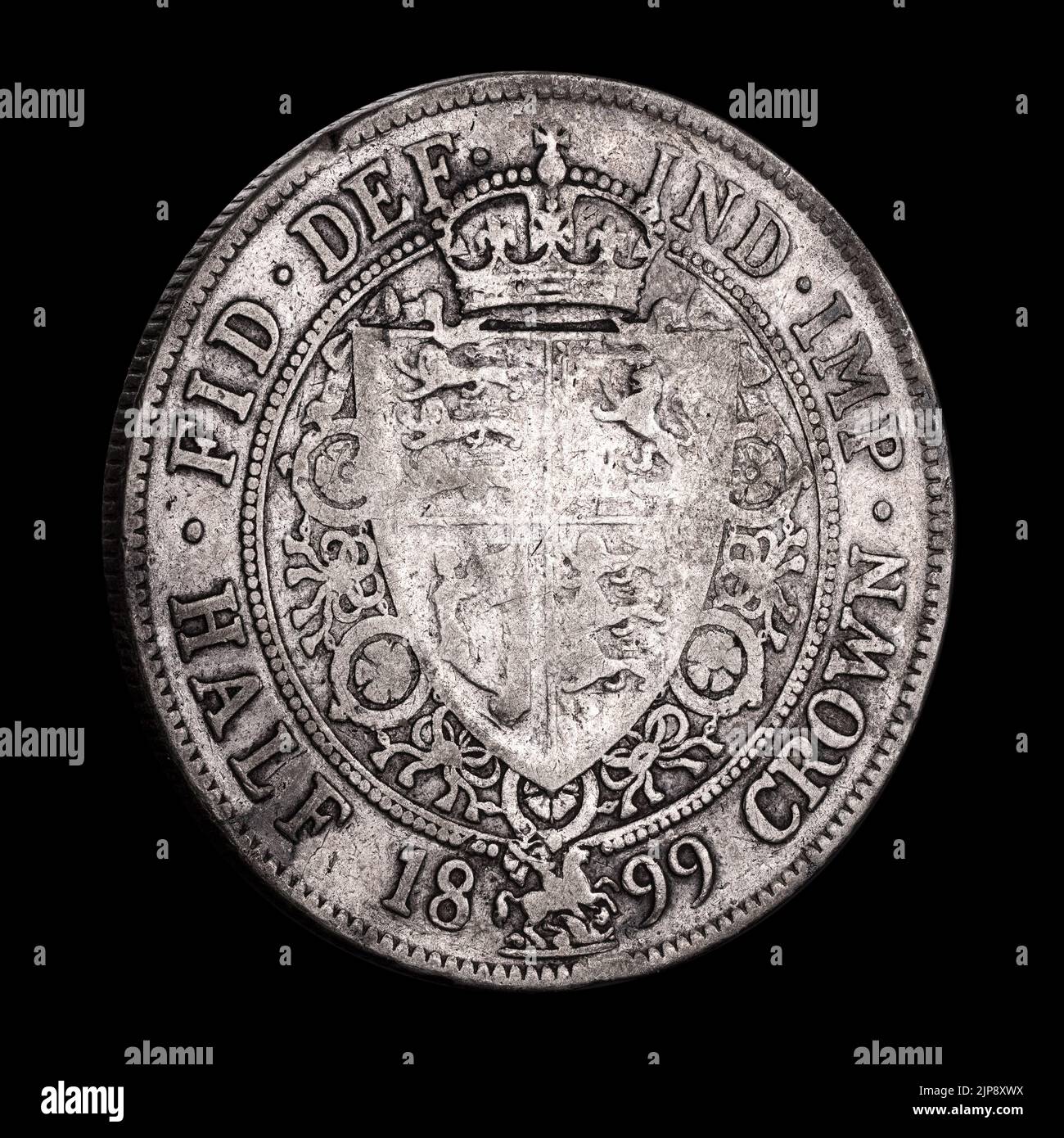 1899 Queen Victoria Half Crown with Patina - Reverse Stock Photo - Alamy