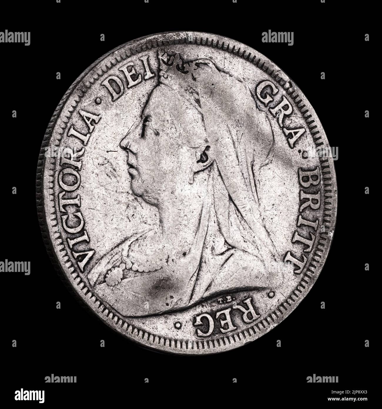 1899 Queen Victoria Half Crown with Patina - Obverse Stock Photo - Alamy