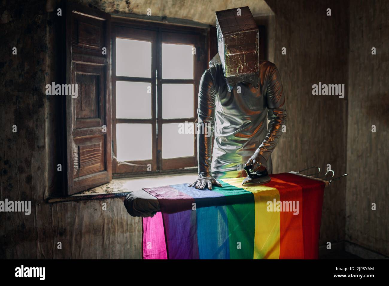 ironing, rainbow flag, lgbtq, rainbow flags Stock Photo - Alamy
