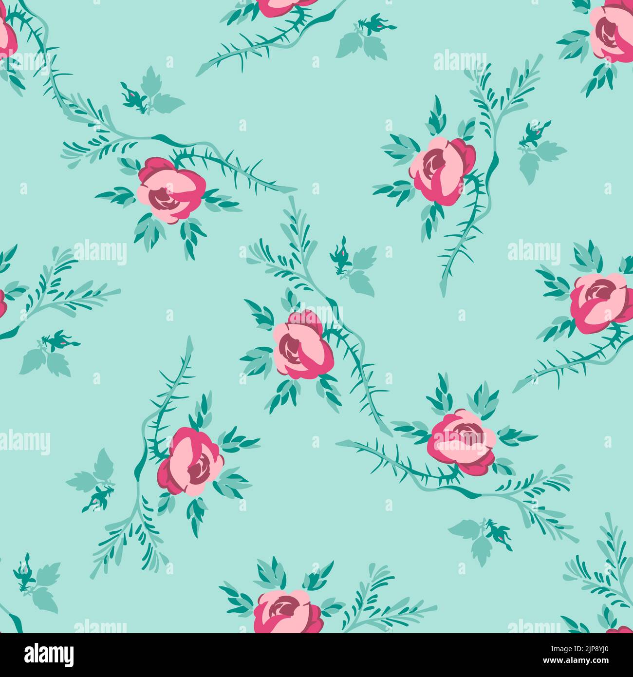 Bright blossom drawing botanical rose pattern, floral abstract ...