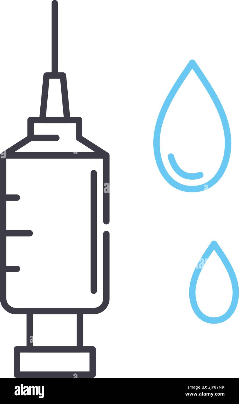 syringe injection line icon, outline symbol, vector illustration ...