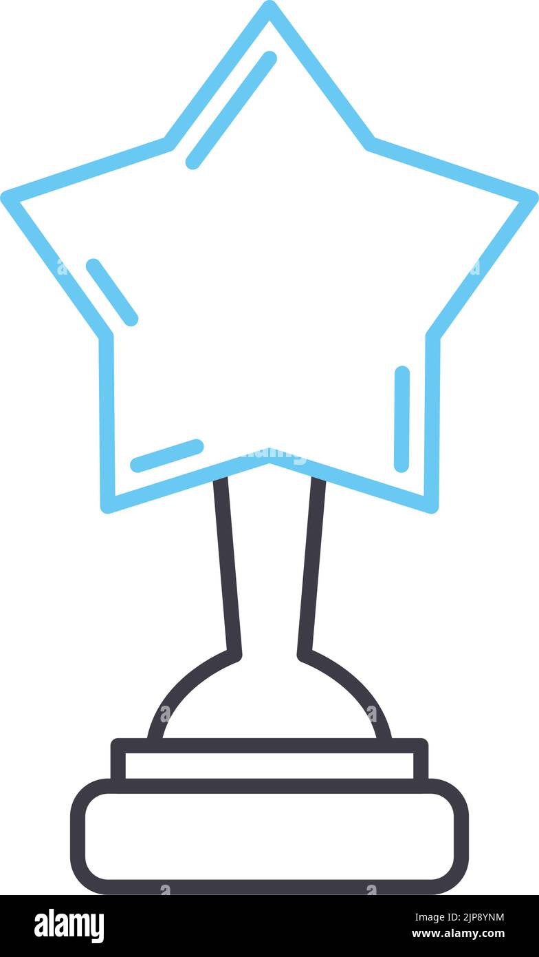 star trophy line icon, outline symbol, vector illustration, concept ...
