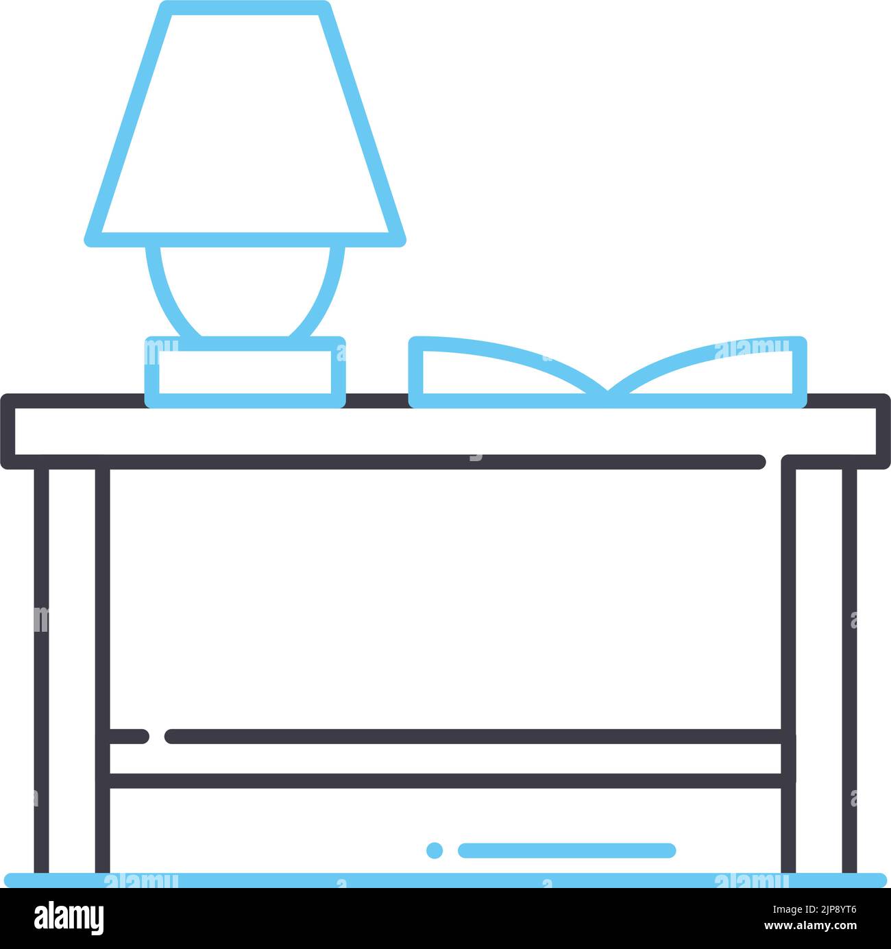 study desk line icon, outline symbol, vector illustration, concept sign ...