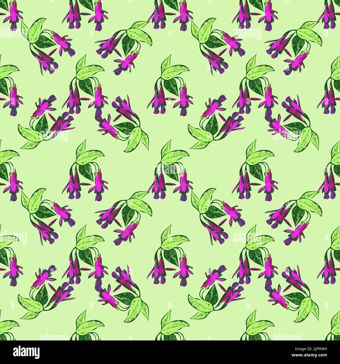 Bright blossom drawing botanical fuchsia pattern, floral wallpaper ...