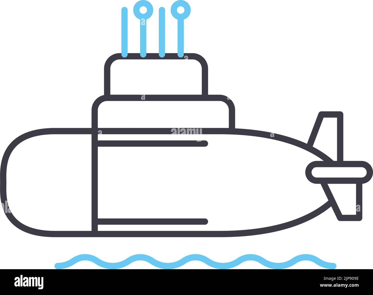 submarine line icon, outline symbol, vector illustration, concept sign ...