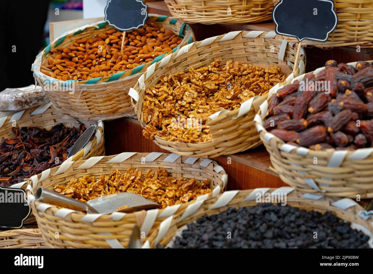 Dried fruits and nuts on local food market in Istanbul Stock Photo - Alamy