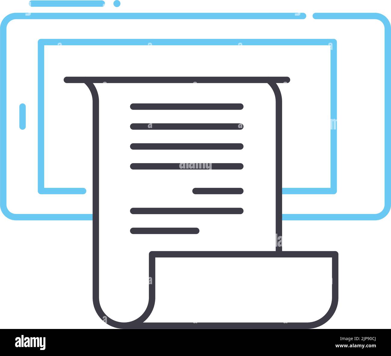 mobile report line icon, outline symbol, vector illustration, concept ...