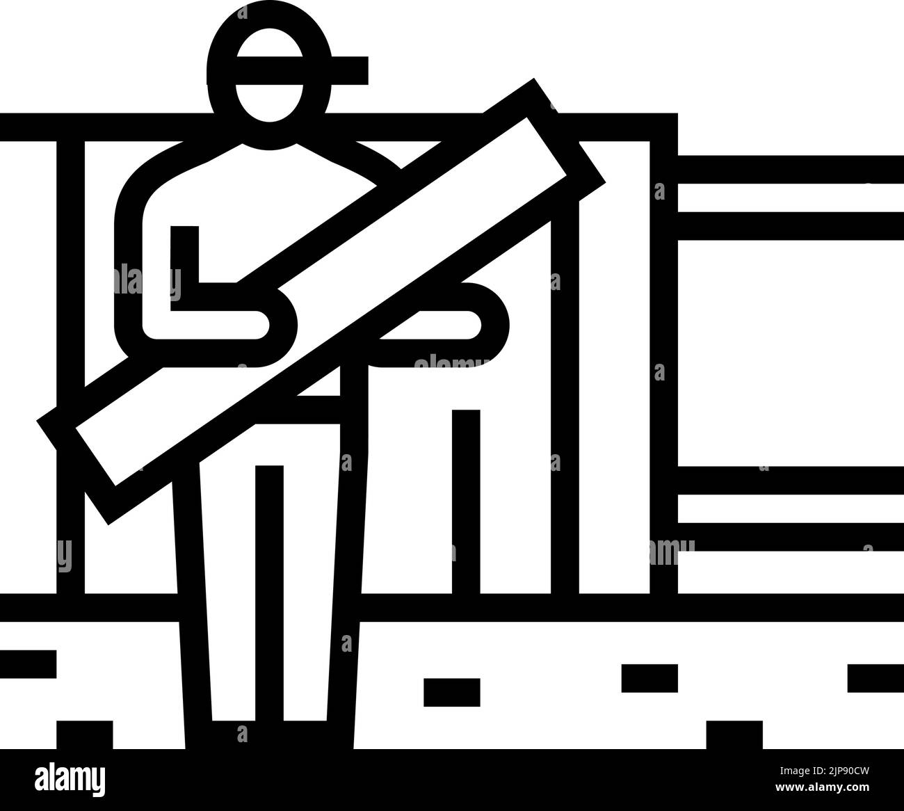 fence installation line icon vector illustration Stock Vector Image ...