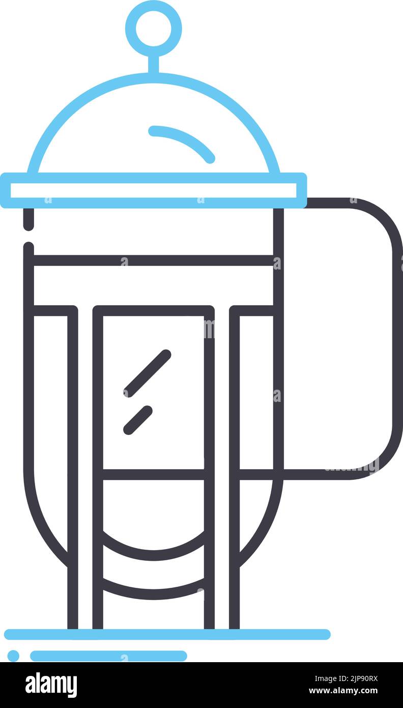 french press line icon, outline symbol, vector illustration, concept ...