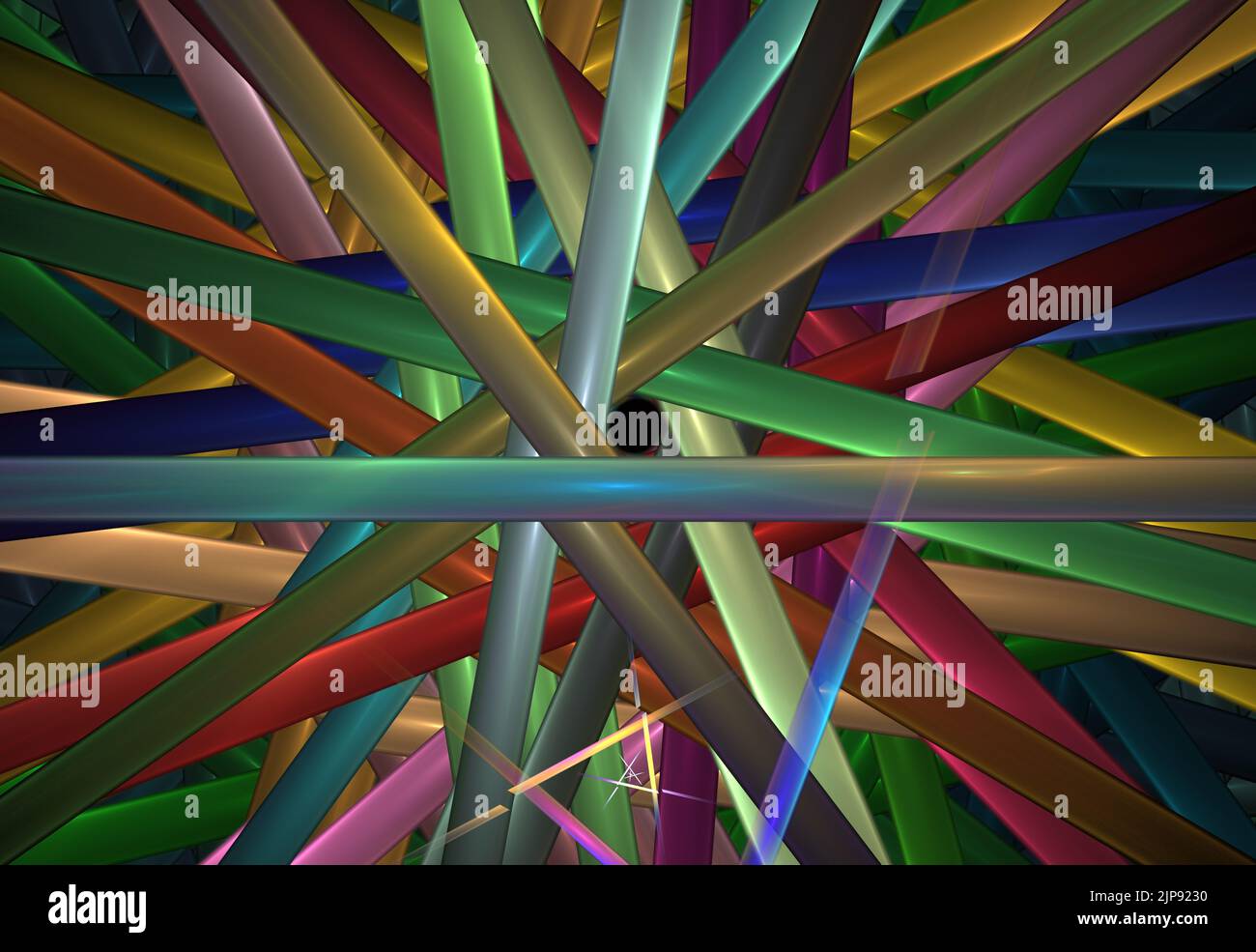 Geometry pattern. Random pipes. Glossy surface. Abstract tube or ...