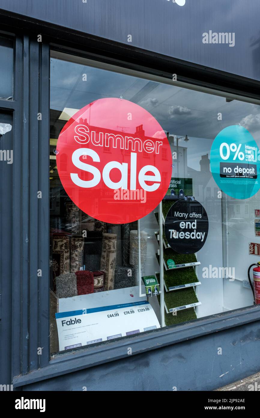 Dorking, Surrey Hills, London UK, August 14 2022, Red Summer Retail ...