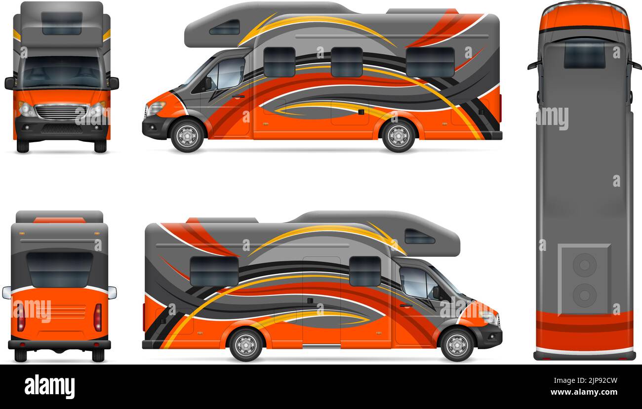 RV motorhome vector mockup on white for vehicle branding, corporate ...