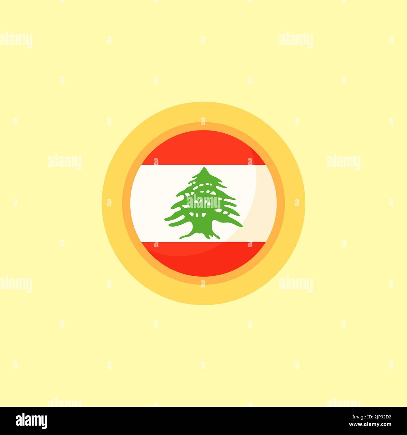 Flag of Lebanon with round frame. Flat design style Stock Vector Image ...