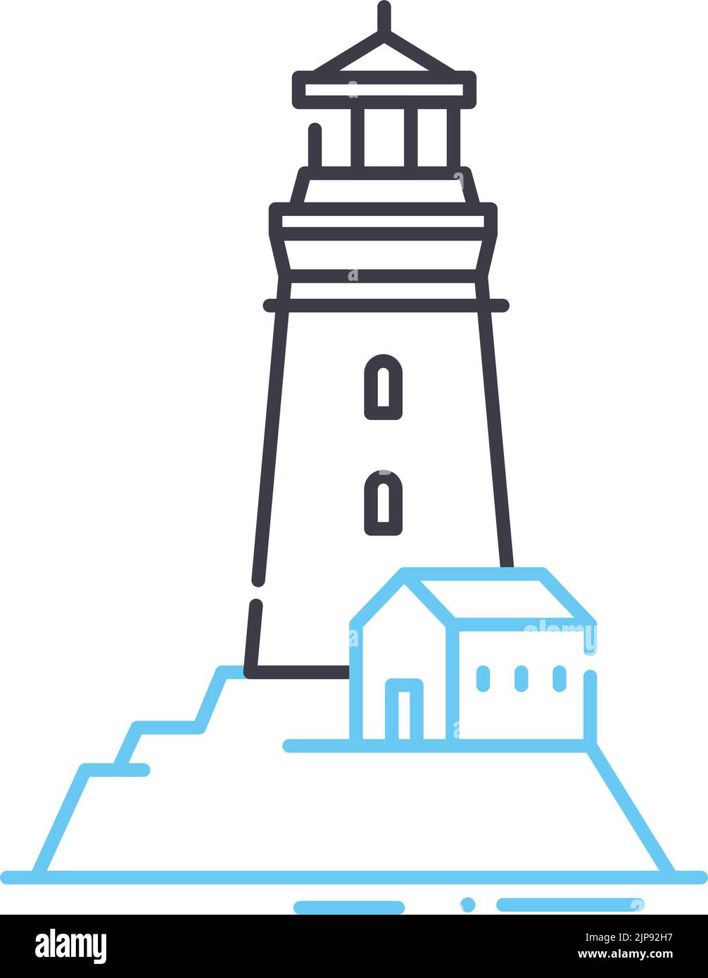 lighthouse building line icon, outline symbol, vector illustration ...