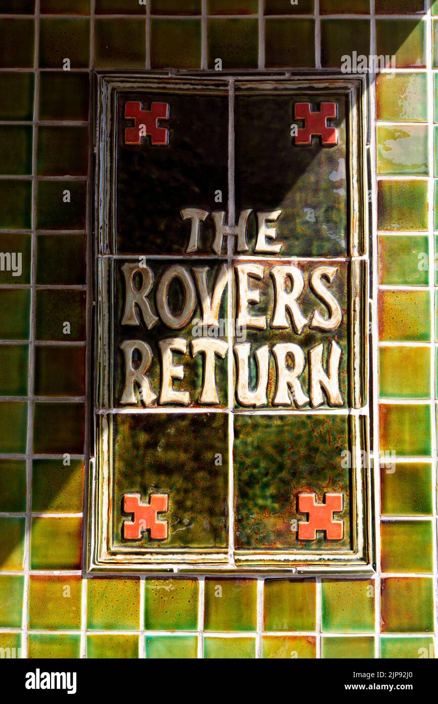 A sign outside the Rovers Return Inn on the set of te ITV soap opera ...