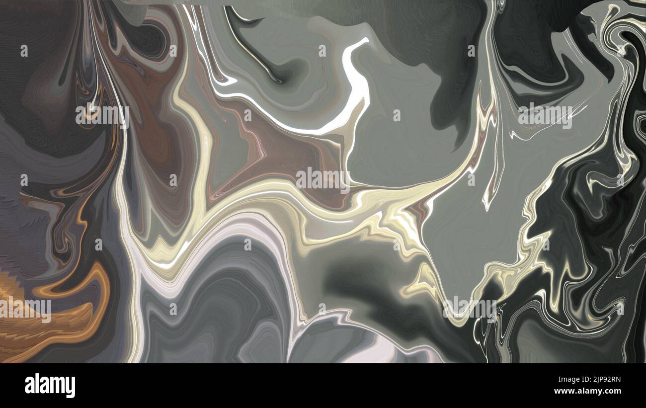 An illustration of abstract mixed liquid colors in different grey ...