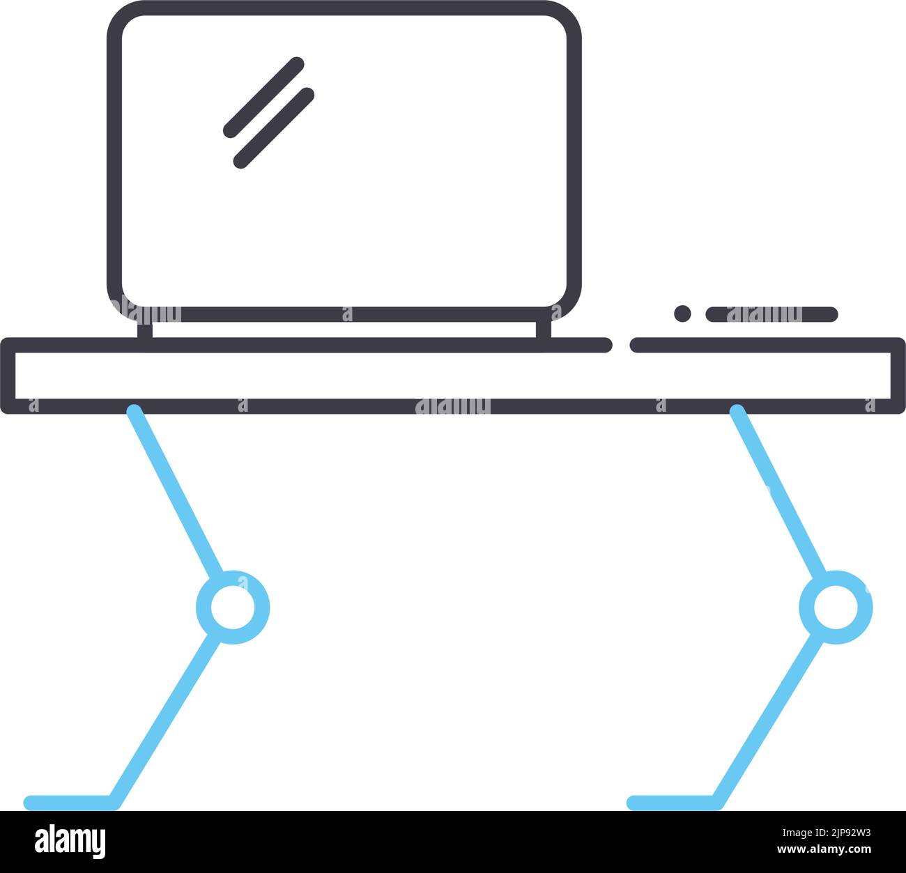 laptop desk line icon, outline symbol, vector illustration, concept ...