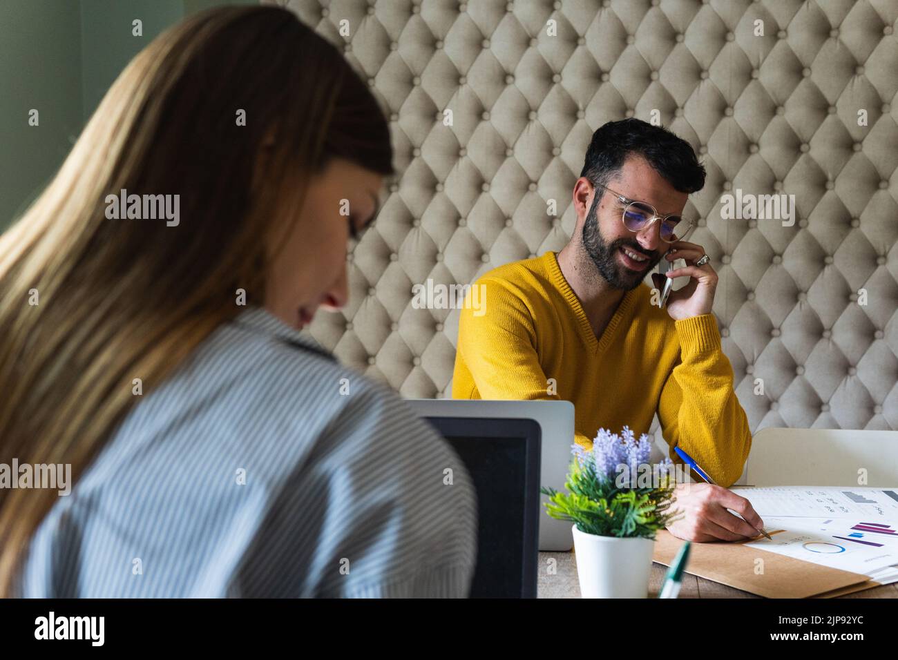office, colleagues, phone call, offices, colleague Stock Photo - Alamy