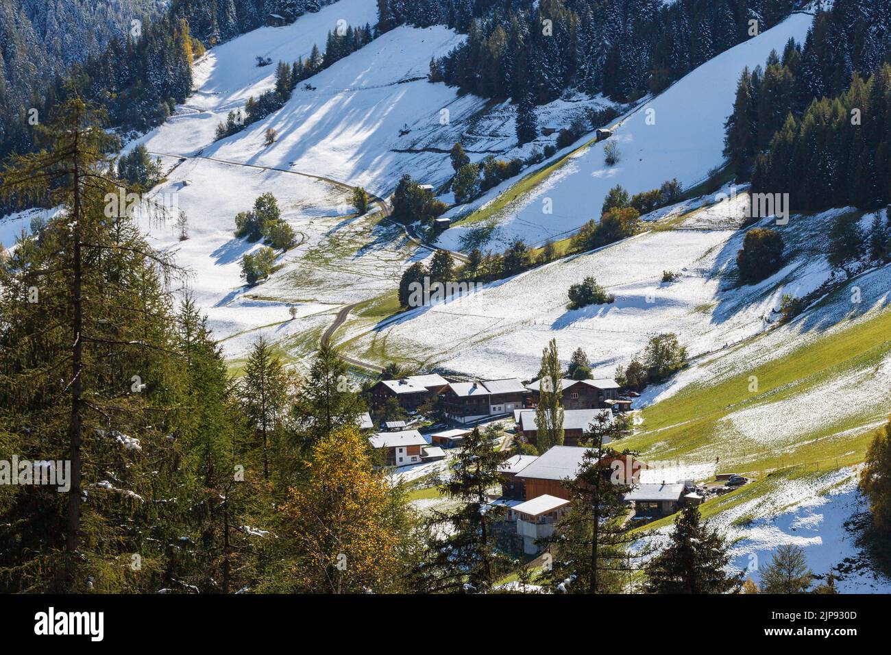 Idyllic countryside village in a valley at the alps Stock Photo - Alamy