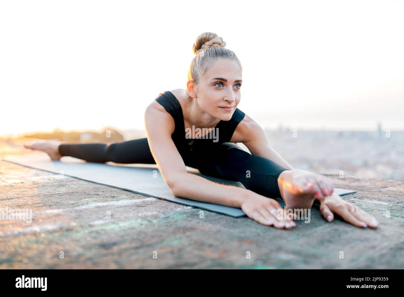 young woman, balancing act, yoga, outdoor yoga, upavishta konasana, girl, girls, woman, young ...
