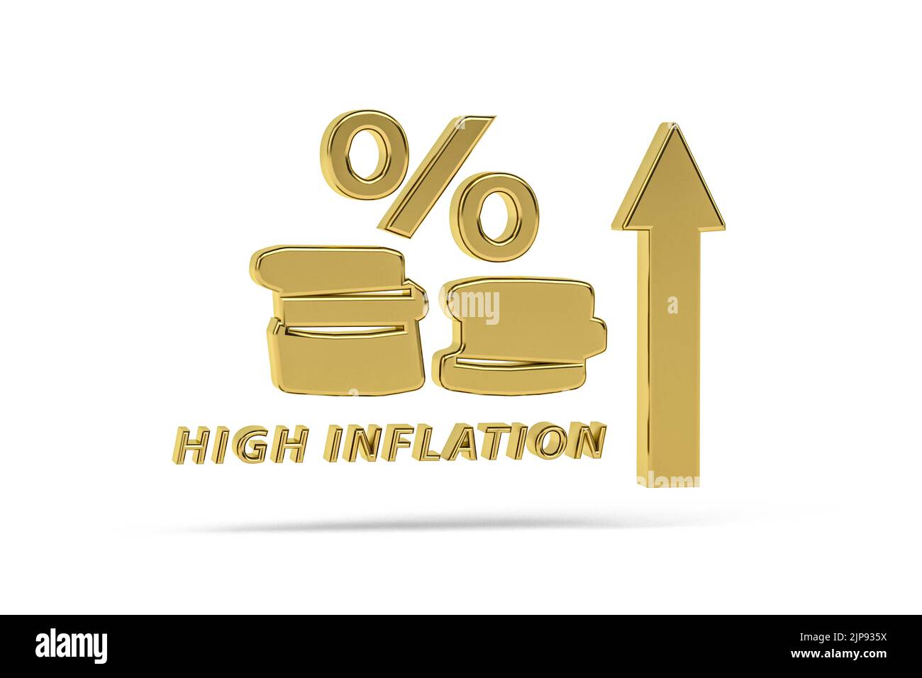 Golden 3d inflation icon isolated on white background - 3d render Stock ...