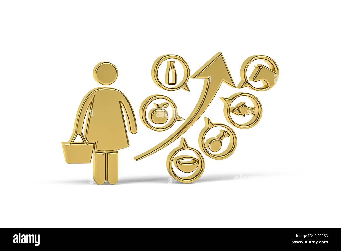 Golden 3d inflation icon isolated on white background - 3d render Stock ...