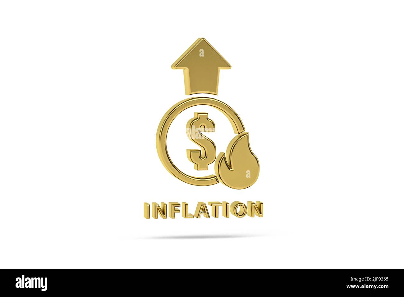 Golden 3d inflation icon isolated on white background - 3d render Stock ...