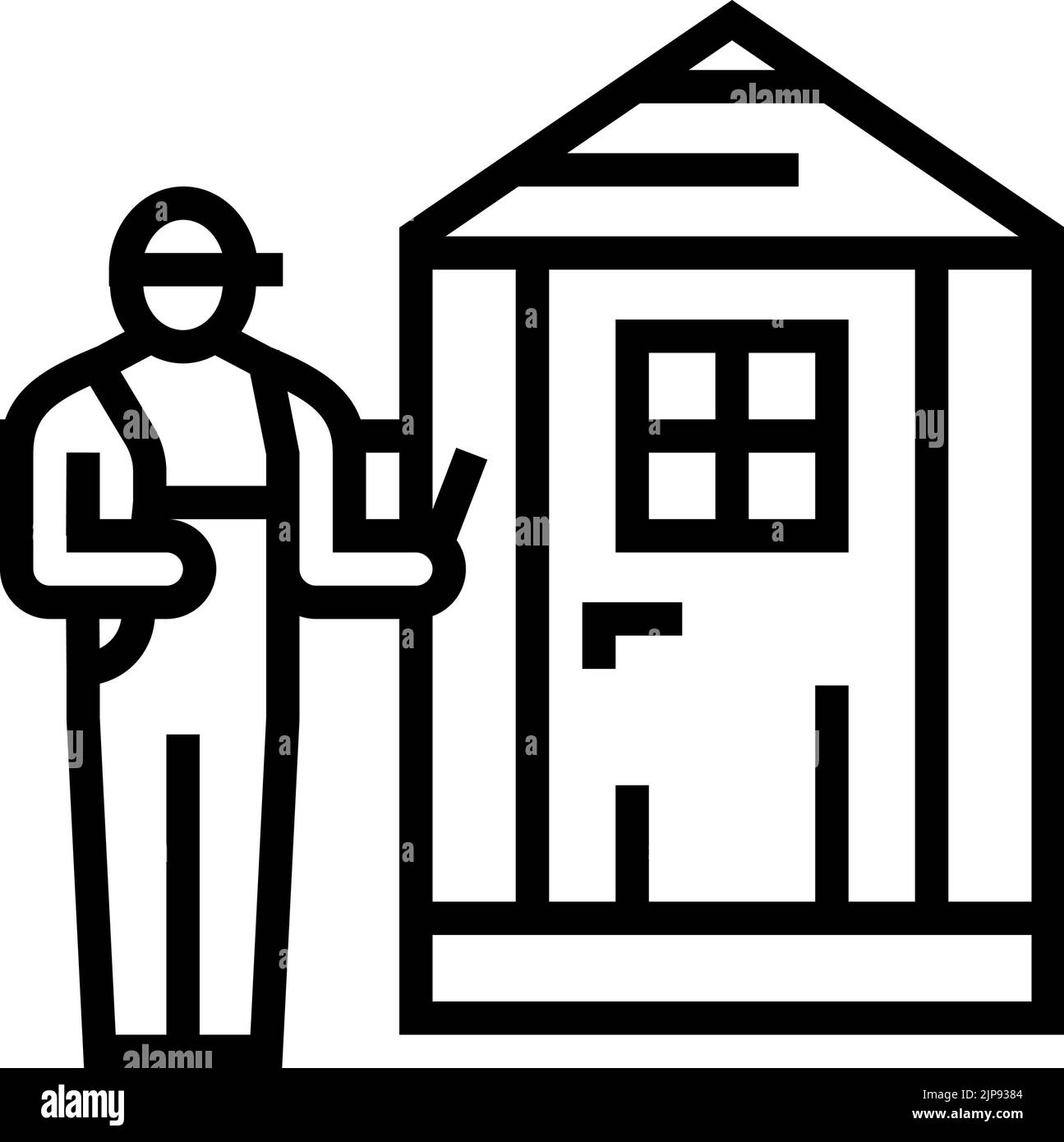 shed installation repair line icon vector illustration Stock Vector ...
