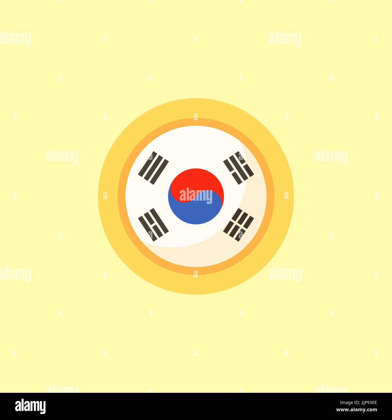 Flag Of South Korea With Round Frame Flat Design Style Stock Vector