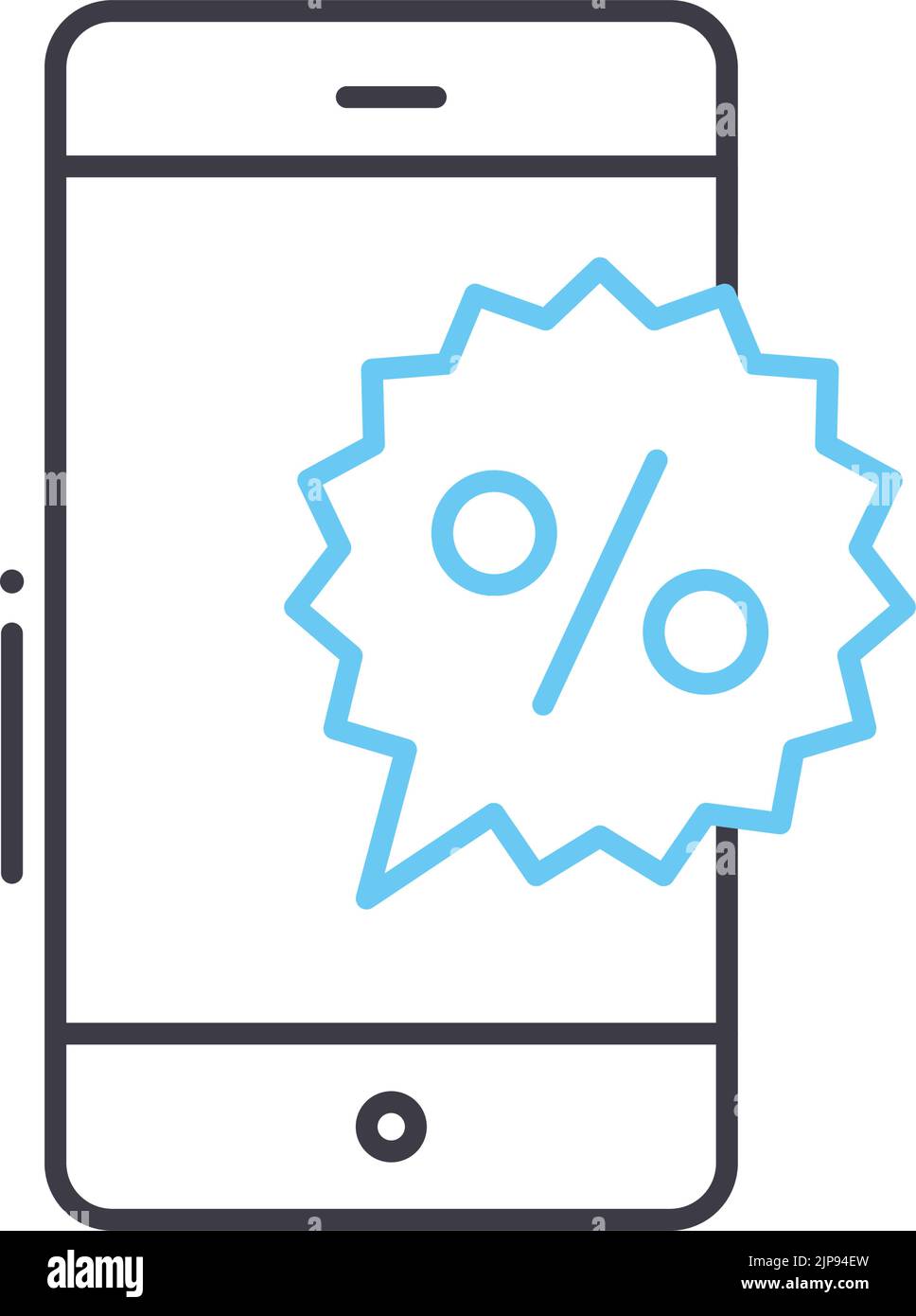 mobile advertising line icon, outline symbol, vector illustration ...