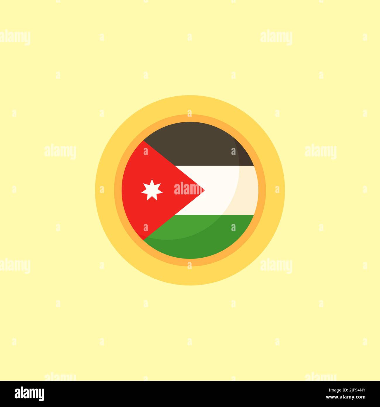 Flag of Jordan with round frame. Flat design style Stock Vector Image ...