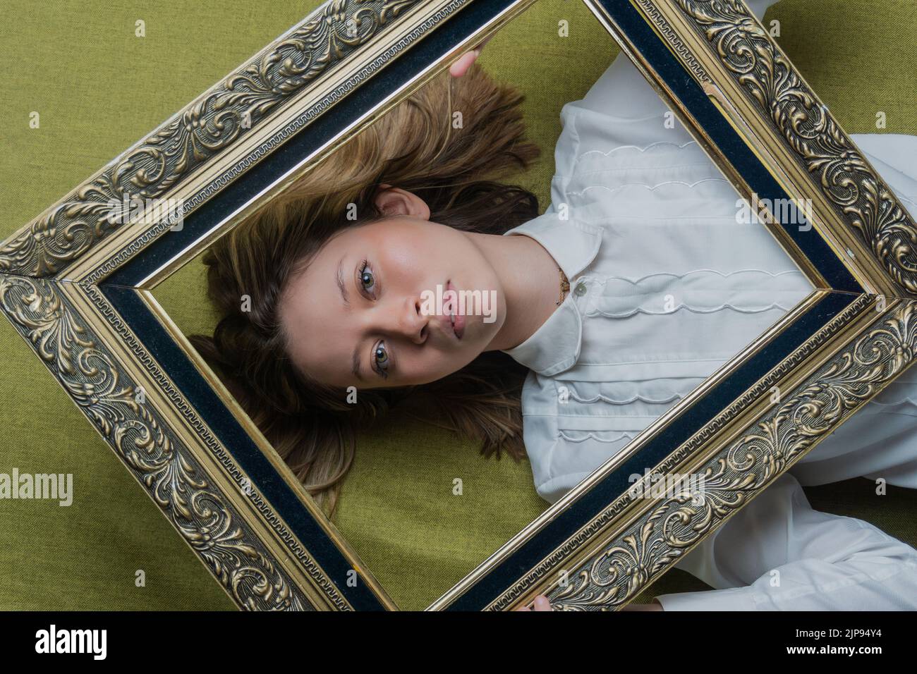 young woman, portrait, picture frame, girl, girls, woman, young women ...